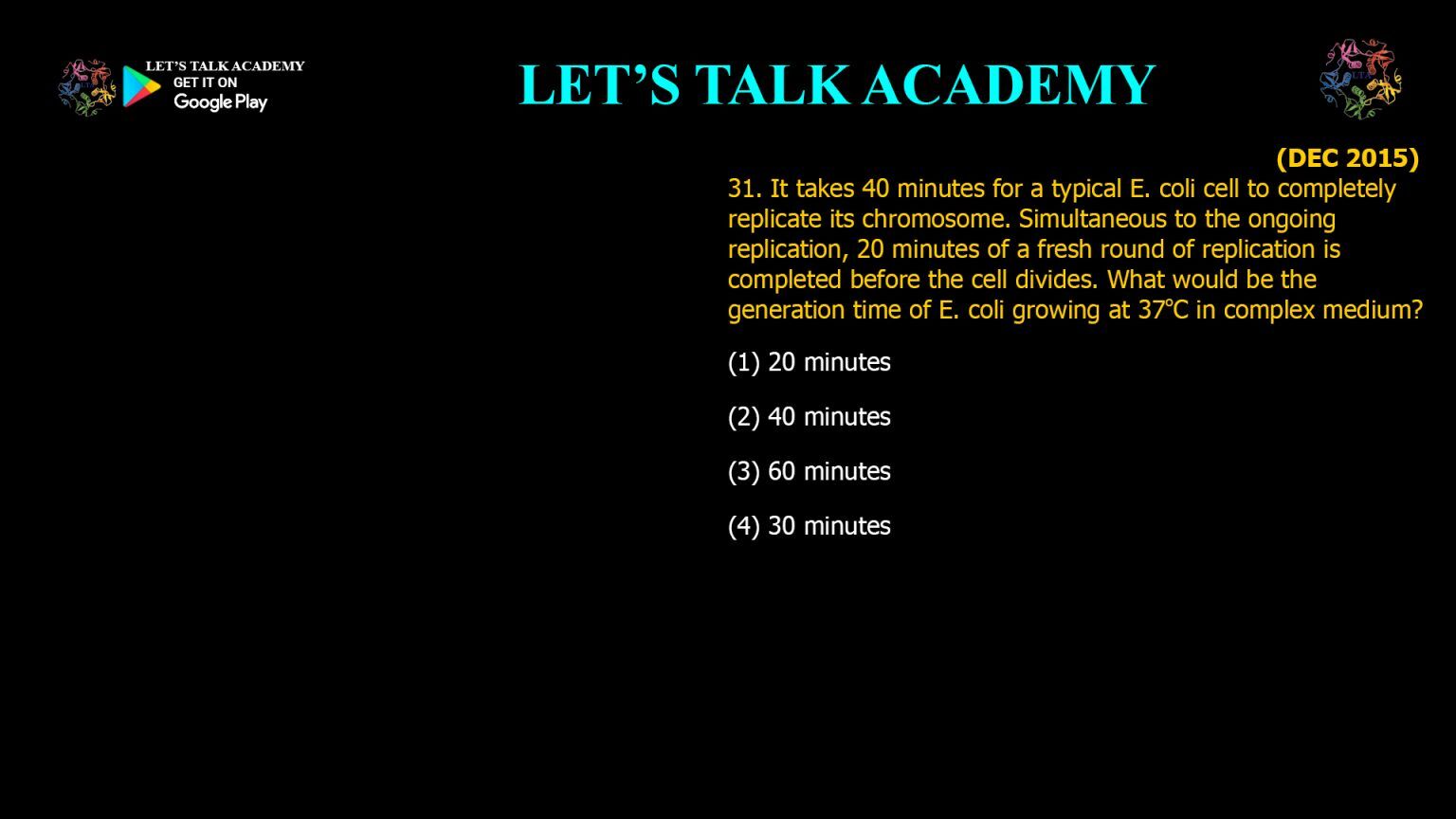 How to Calculate E. coli Generation Time with Overlapping DNA ...