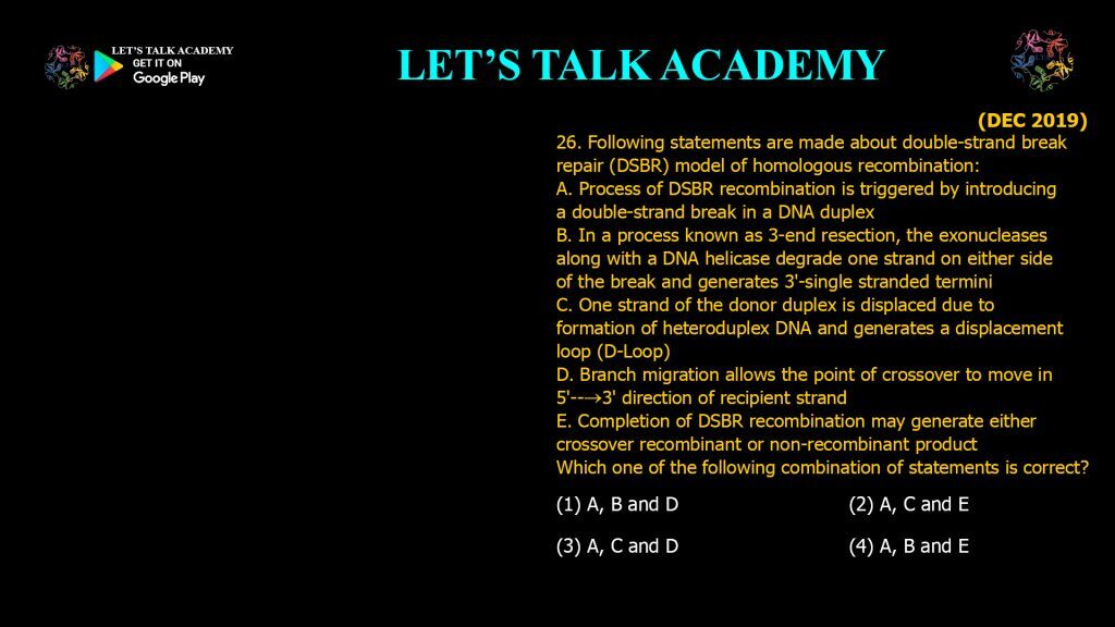 Key Steps of Double-Strand Break Repair (DSBR) Model in Homologous ...